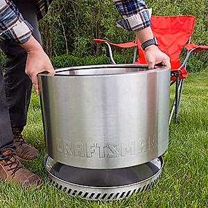 CRAFTSMAN 19.5" Smokeless Wood Fire Pit Portable Stainless Steel Camping, RVing, Backyard Bonfire fire Pit