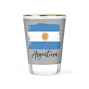 Argentina Shot Glass - Argentina Flag Shot Glass - Patriotic Glass - Argentina Gift - Argentina Map Outline Glass