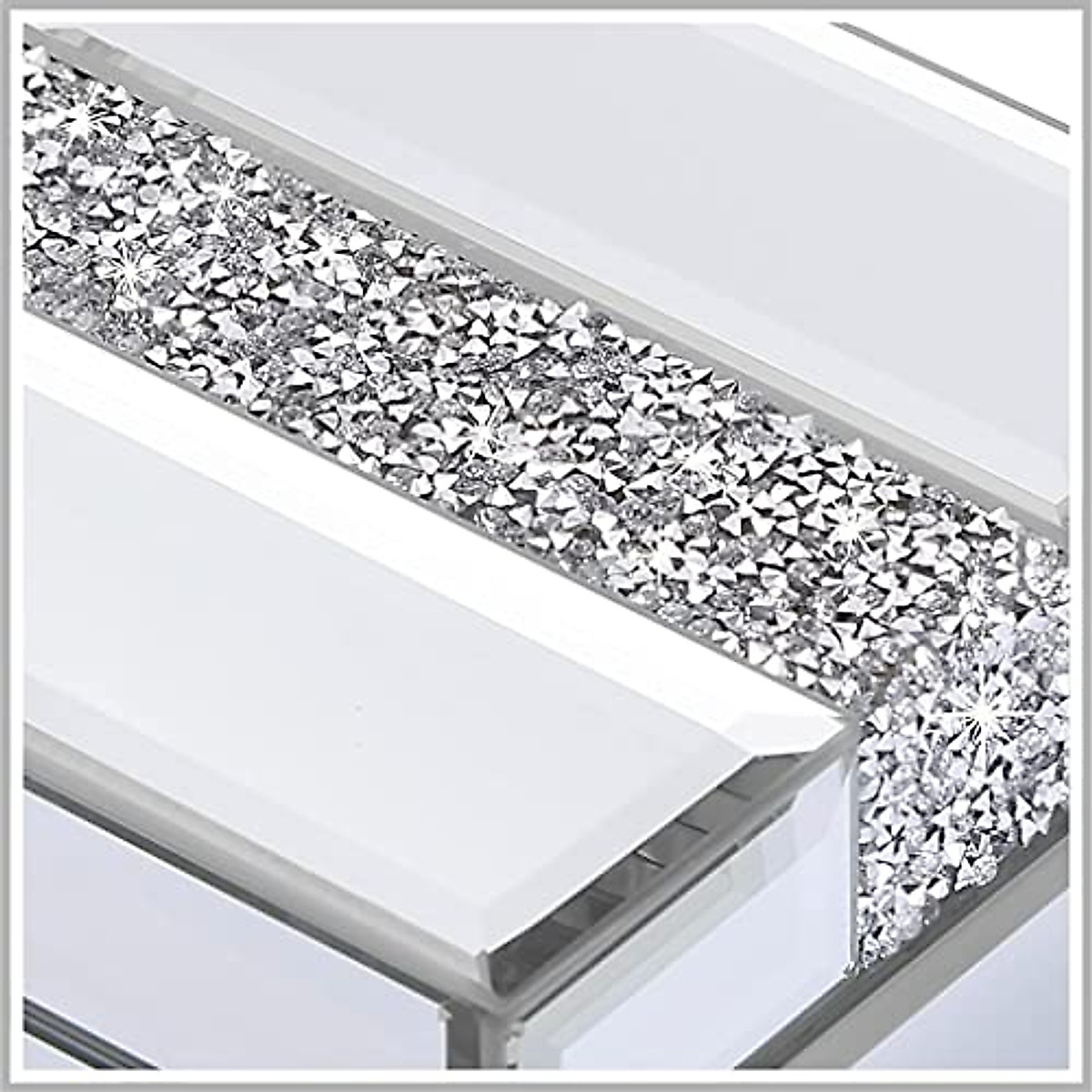 Timetrace Silver Diamond Small Glass Box Glass Jewelry Box Decorative box Keepsake Box Jewelry Organizer Storage Organizer for Women Girls Luxurious Gift… (Mirrored)