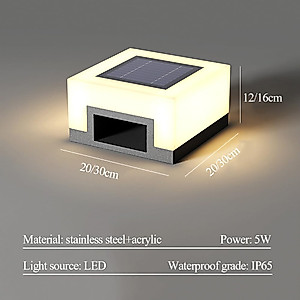 JHBHQKX Outdoor Solar Post Cap Light, Square Exterior Pillar Lantern IP65 Waterproof LED Landscape Lighting Garden Lights for Street Patio Backyard Villa Pathway Lighting