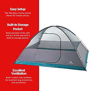 Outbound 8 Person 3 Season Lightweight Easy Set Up Dome Camping Tent Heavy Duty 600mm Coated Blackout Rainfly and Zip Carrying Bag, White/Gray