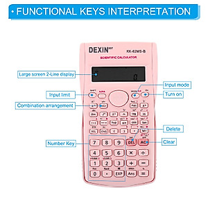 PATIKIL Scientific Calculator, 1Set 2-Line Standard Engineering Calculator 12 Digit LCD Display Math Calculator for Office Business Study, Pink/Blue
