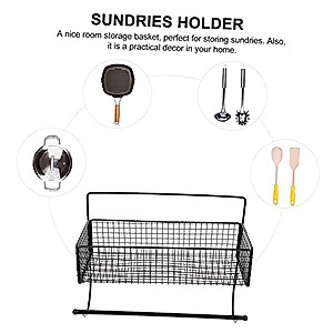 GOOHOCHY 1 Set Towel Rack Electric Cord Holder Multi-Function Storage Shelf Wall Mount Baskets for Shelves Kitchen Bathroom Organizer Wall Punch- Shelf Hanger Holder Carbon Steel Black