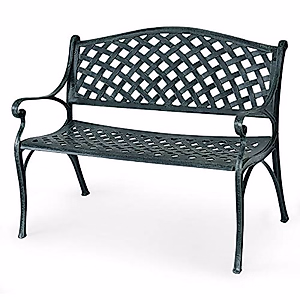 Giantex 40" Outdoor Antique Garden Bench Aluminum Frame Seats Chair Patio Garden Furni(Ancient Green)