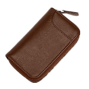 BAKUN Large Zipper Leather Car Key Case, Key Holder Key Organizer Wallet, With 16 Hooks (L, light brown)