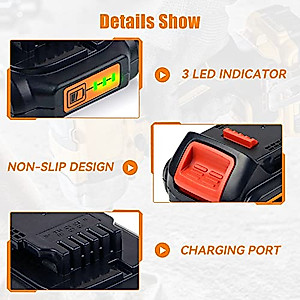 2Pack 3.0Ah DCB207 DCB206 Replacement for Dewalt 20Volt Max Lithium Battery DCB200 DCB201 DCB203 DCB204