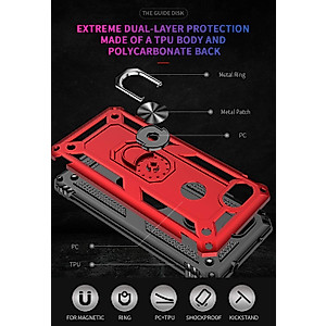Military Grade Drop Impact for Google Pixel 3A XL Case 360 Metal Rotating Ring Kickstand Holder Magnetic Car Mount Armor Shockproof Case for Google Pixel 3A XL Phone Protection Case (Red)