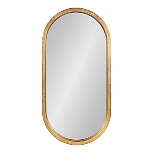 Kate and Laurel Travis Modern Capsule Wood Framed Wall Mirror, 12 x 24, Gold, Chic Geometric Wall Hanging Mirror for Display