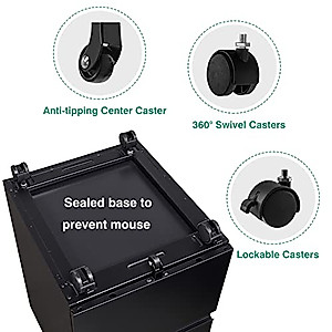 SISESOL 3 Drawer Mobile File Cabinet with Lock,Black Under Desk File Cabinets with Wheels,Rolling Metal Filing Cabinet for Home Office,Fit Legal/Letter/a4 File,Fully Assembled Except Casters