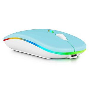 UrbanX 2.4GHz & Bluetooth Mouse, Rechargeable Wireless Mouse for OnePlus 9RT 5G Bluetooth Wireless Mouse for Laptop/PC/Mac/Computer/Tablet/Android RGB LED Turquoise