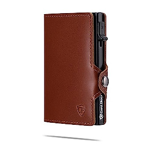 Conceal Plus Wallet for Men, Pop Up Wallet Credit Card Holder - RFID Blocking, Slim Minimalist Credit Card Case (Brown Genuine Leather)