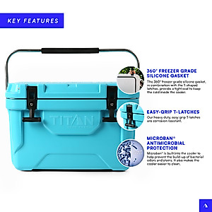 Titan Hard Ice Chest Cooler with Microban Protection - 20 Quarts (30 Can) Arctic Zone Cooler with Deep Freeze Insulation - Blue
