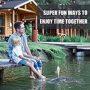 Mifine Remote Control Mosasaurus Water Pool Toys for Kids, 2x500mAh RC Boat Dinosaur 1:18 High Simulation Scale Dino, with Light & Spray Water - Swimming & Bath Toy Gift for Boys and Girls