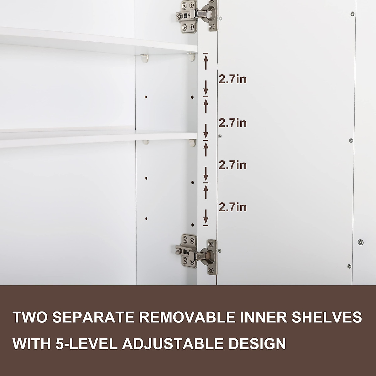 VEIKOU Oversized Bathroom Wall Mounted Storage Cabinet with Dual Mirror Doors, 30.4'' Hanging Medicine Cabinet for Bathroom, Bathroom Cabinet with Adjustable Shelves, White