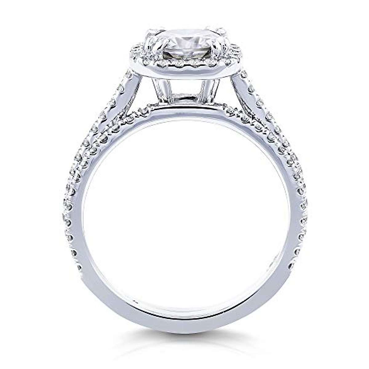 Kobelli Moissanite and Lab Grown Diamond Halo Bridal Rings Set 1 1/2 CTW in 14k White Gold (GH/VS, DEF/VS), 7