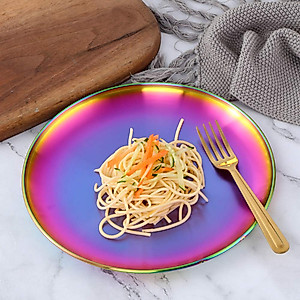 Dinnerware Sets Plates And Bowls Espresso Cups, Stainless Steel Dishes Pasta Bowls Insulated Coffee Mugs Set of 4, 12 Pcs Kitchen Essentials For Home Apartment Wedding Buyer Star, Rainbow