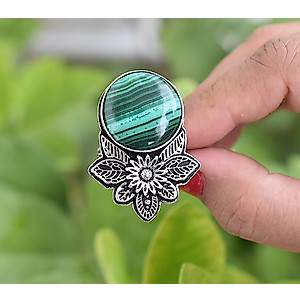 Rekha Gems Malachite Ring-925 Sterling Silver Ring-Vintage Ring-Handmade Ring-Birthday Gift-Green Gemstone Ring-Boho and Hippie Ring-Birthstone Ring-Malachite Jewelry- RMK13 (4.50 US)