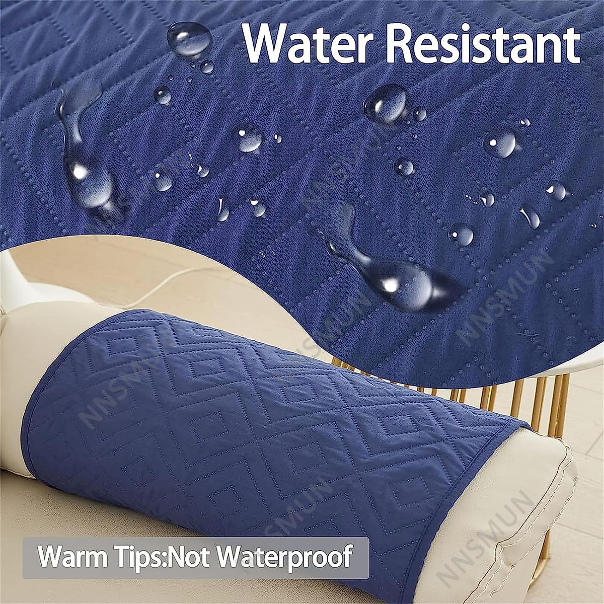 Sofa Armrest Cover, Headrest Cover for Recliner Chair Arm Cover, Armchair Slipcover with Pockets Nonslip Quilted Furniture Protector for Pets Leather Sofa Couch Slipcover (Navy Blue,1 Seater(3pcs))