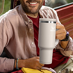 Gedux 40oz Tumbler With Handle, 2-IN-1 Leak Proof Lid (Straw/Flip), Insulated Water Bottle, Stainless Steel Tumbler with Non-Slip Silicone, Wide Mouth Travel Mug Cupholder Friendly Dishwasher Safe