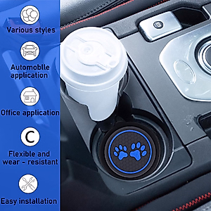 ZKFAR Pack-2 Car Cup Holder Coaster, Silicone Anti Slip Coaster, Dog Paw Car Coaster, Car Interior Accessories, for Most Cars, Trucks, RVs (Blue)
