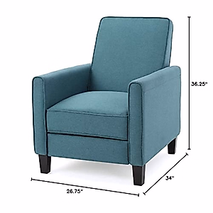 Christopher Knight Home Darvis Fabric Recliner Club Chair, Dark Teal 26.75D x 34W x 36.25H in