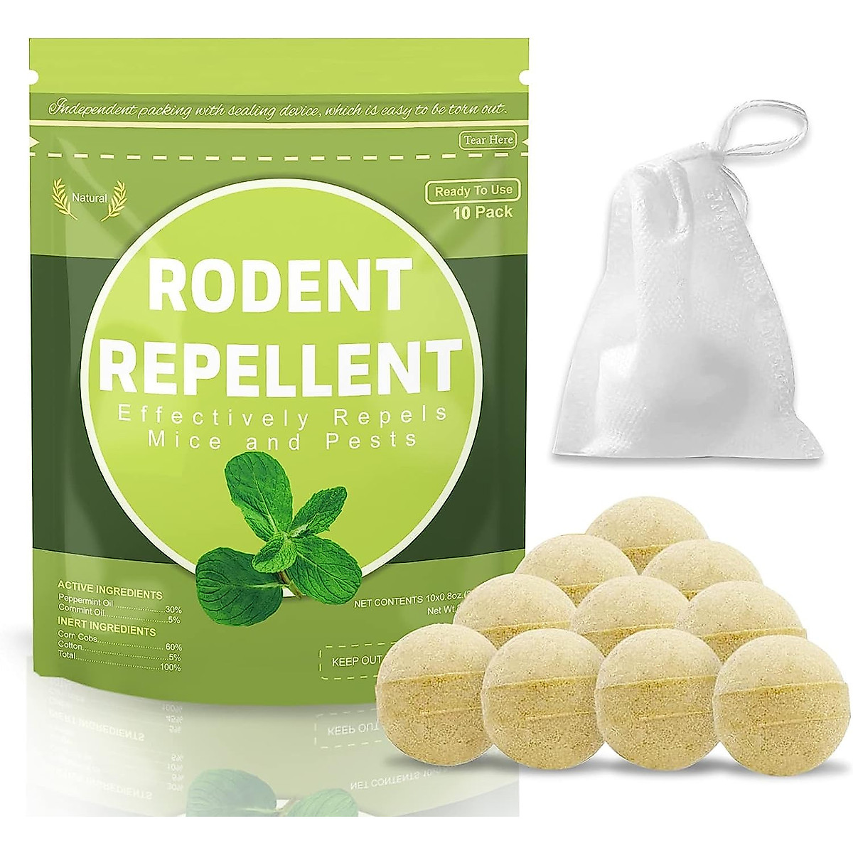 Cadorabo Mouse Repellent, Rodent Repellent Peppermint Oil to Repel Mice and Rats, Mice Repellent for House Squirrel Repellent for Attic Garage RV, Effective and Long Lasting 10 Pack Indoor&Outdoor Use