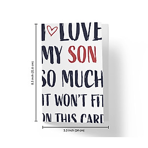 Sweet and Funny Birthday Card for Son, Large 5.5 x 8.5 Son Birthday Card, Happy Birthday Card for Son Adult, Karto This Much Son