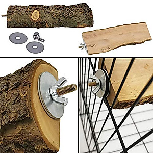 kathson Wood Bird Perch Wooden Parrot Stand Toy Parakeet Standing Platform Chew Toys Natural Cuttlebone Paw Grinding Stick Cockatiels Cage Accessories Exercise Toy for Conures Budgies Lovebirds 5PCS