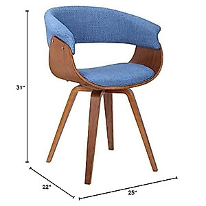 Armen Living Summer Dining Chair, Wood, Blue 22D x 25W x 31H in