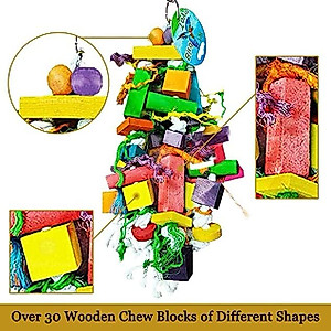 Meric Hamster and Gerbil Chewing and Activity Tool, Colorful Wooden Blocks and Ropes, for Parrots, Squirrels, Ferrets, Guinea Pigs, Chinchillas, 1 Piece per Pack