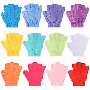 BTYMS 24 Pcs Shower Exfoliating Gloves Hand Exfoliating Glove Body Scrubber Loofah Washing Gloves for Shower, Spa, Massage and Body Scrubs, Dead Skin Cell Remover