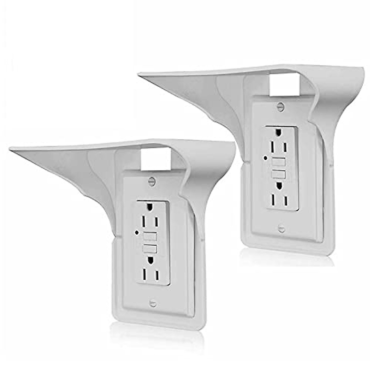 LOUIS FELT 2 Pack Single Wall Outlet Shelf Home Wall Shelf Organizer for Outlets, Perfect for Bathroom Kitchen Bedroom with Cord Management and Easy Installation. (White)