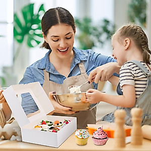 Fyrnova 6PCS Cupcake Boxes, White Cupcake Containers 12 Count with Window, Cookie Boxes, Food Grade Treat Boxes for Holiday, Wedding, Birthday Party, Bakery Supplies