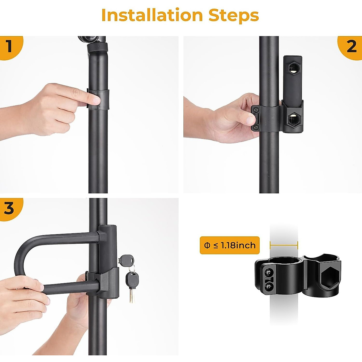Circooter Bike U Lock, Heavy Duty Security U Cable Bike Lock Electric Scooter Anti Theft U Lock with 3Keys & Mounting Bracket Bicycle Secure Locks