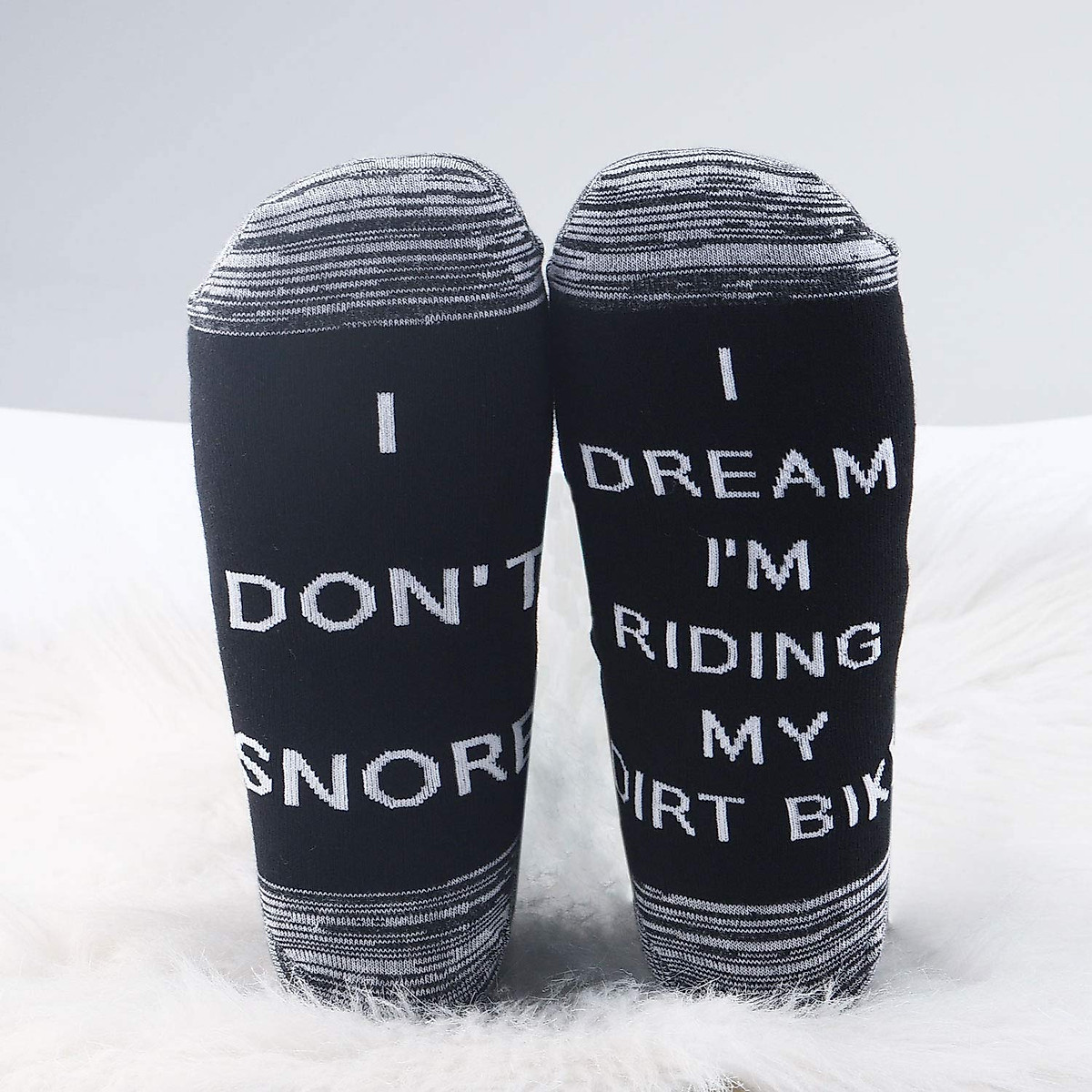 JXGZSO 2 Pairs Dirt Bike Socks Dirt Bike Gift Funny Socks I Don’t Snore I Dream I’m Riding My Dirt Bike Socks (Riding My Dirt Bike)