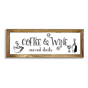 Maoerzai Funny Coffee Bar Sign Modern Kitchen Wall Decor,Rustic Wooden Wall Art Print Decor Sign,Farmhouse Bar Accessories Decor Cafe. (16 X 6 inch, White-Coffee-3)