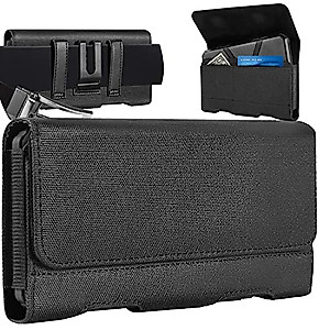 Mopaclle Phone Holster for iPhone 14 Pro Max/ 14 Plus /13 Pro Max/12 Pro Max/Xs Max /11 Pro Max/ 7 Plus 8 Plus 6 Plus Nylon Cell Phone Pouch Belt Clip Holder Case (Fits Phone with Otterbox Case)