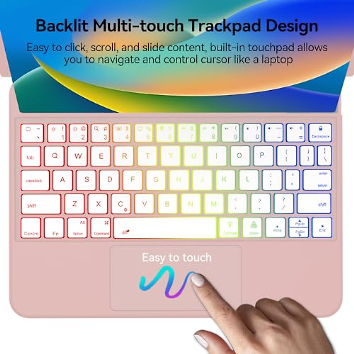 iPad Air 11-inch Generation Keyboard Case Smart Magnetic Folio Keyboard Cover with 7 colors Backlit Multi-Touch Trackpad, for (M2) 2024 / iPad Pro 11 inch (4th/3rd/2nd/1st Gen) / iPad Air 5th 4th Gen