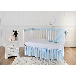 American Baby Company Fleece Blanket with Silk-Like Satin Trim, Soft, Warm & Cozy, Blue, 30" x 40" for Boys and Girls, Perfect for Baby Carrier, Stroller, Travel and Gifting