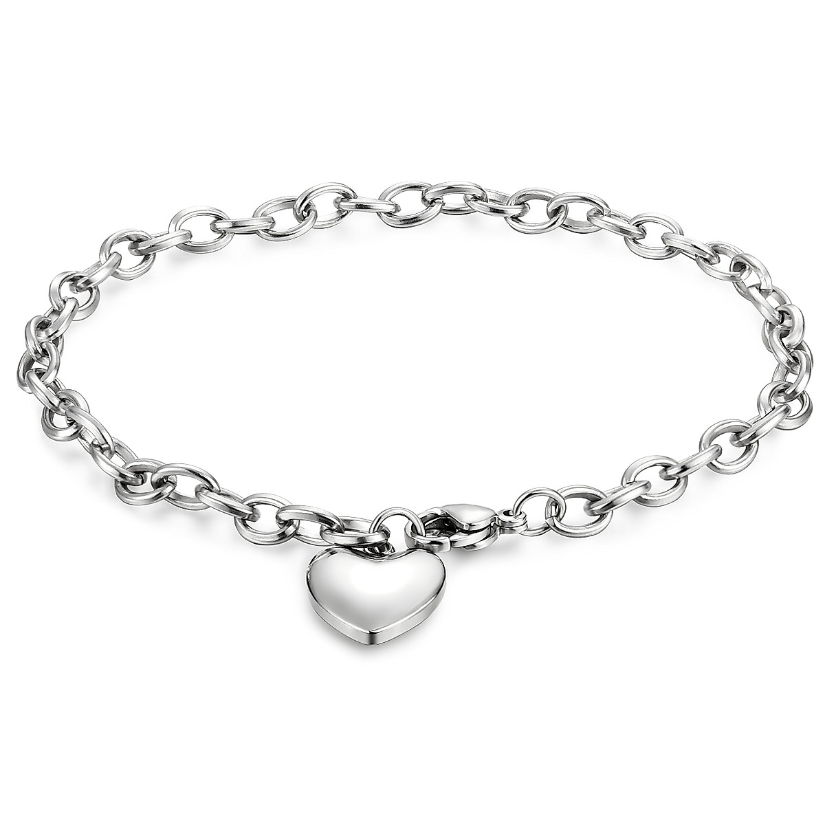 Jstyle Jewelry Women's Heart Charm Bracelets Stainless Steel Link Bracelet Birthday Gifts for Women Jewelry