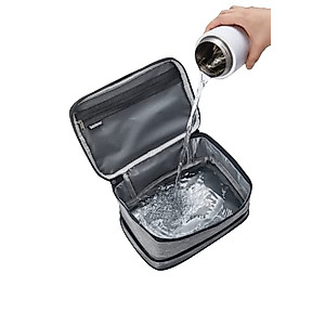 Lunch Bag For Men & Women,Expandable Bag For Lunch Box,Canvas Small Lunch Bag With Handheld Insulated Lunch Bag,11 * 7 Inch Suitable for age 6+ Cold/Warm For 6 Hours,Grey Adult Lunch Bags