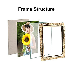 Kamiaha 5x7 Gold Picture Frame with High Definition Glass,2 Pack Modern Metal Photo Frame Display for Wall or Tabletop Display, Great Gift for Christmas or Wedding