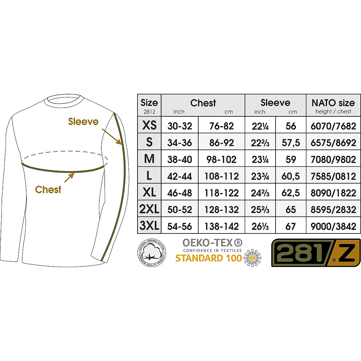 281Z Mens Military Stretch Cotton Long Sleeve T-Shirt - Tactical Hiking Outdoor Undershirt - Punisher Combat Line (Black, Large)