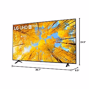 LG UQ7590PUB 43 Inch HDR 4K UHD Smart TV Bundle with Deco Gear 60W 2.0 Channel Soundbar, 37"-100" TV Wall Mount Bracket Bundle and 6-Outlet Surge Adapter