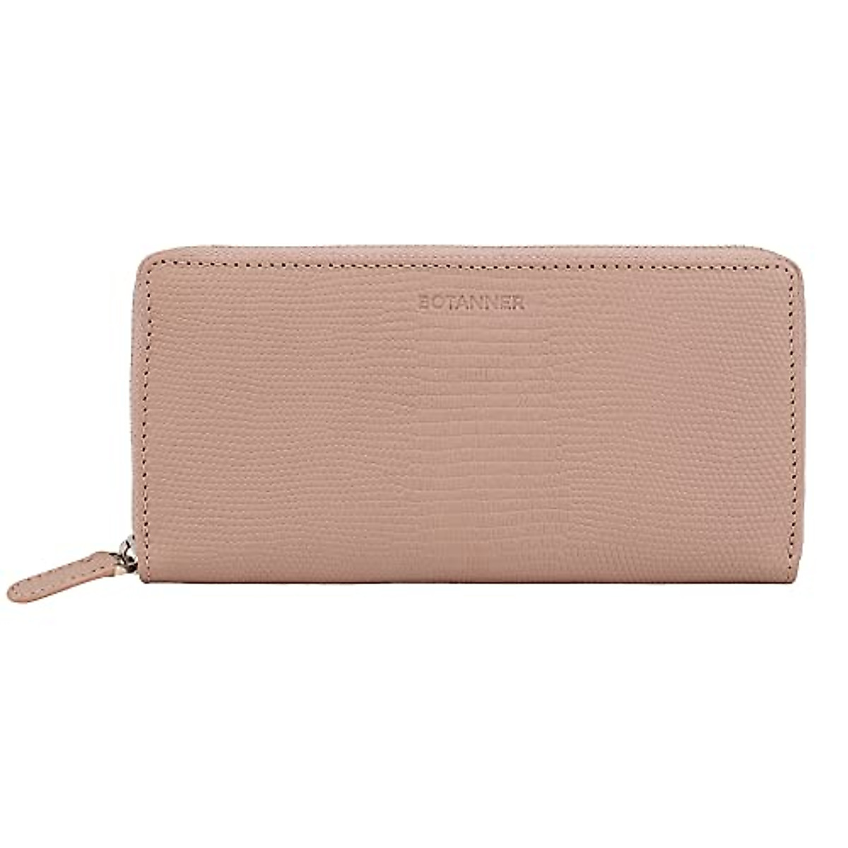 BOTANNER Genuine Leather Womens Zip Around Wallet RFID Blocking 8 Credit Card Slots 2 Bill Sections Zip Section for Coins 2 Slip pockets | Gift for Her (Pink)