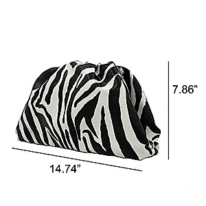Women's Zebra Print Pouch Bag Cloud-Shaped Dumpling Clutch Toothpick Pattern Anti-Scratch Purse Ruched Leather Shoulder bag (Zebra)