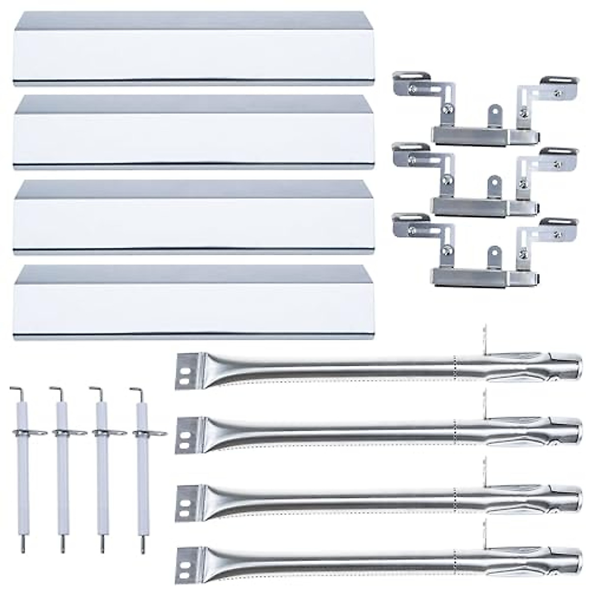 Hisencn Repair kit Replacement for Brinkmann 810-3660-S, 810-3660-F, 810-4557-0, 810-4457-F Grill Models, Stainless Steel Grill Burner Tube, Adjutable Carry Over Tube, Heat Plate Tent, Igniter