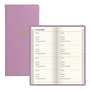 Letts Icon Slim Pocket Password Book, Cream Paper, 160 Pages, 5.75 x 2.75 x 0.375 Inches, Pink (B090131)