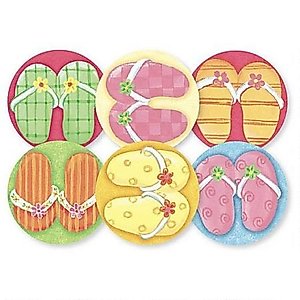 Flip-Flops, Too Envelope Seals - Set of 144 (6 Designs) Self-Adhesive, Flat-Sheet, 1-1/2" Sticker Seals, by Colorful Images