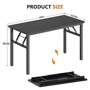 DlandHome 47 inches Folding Table Computer Desk Portable Table Activity Table Conference Table Home Office Desk, Fully Assembled Black DND-ND5-120BB